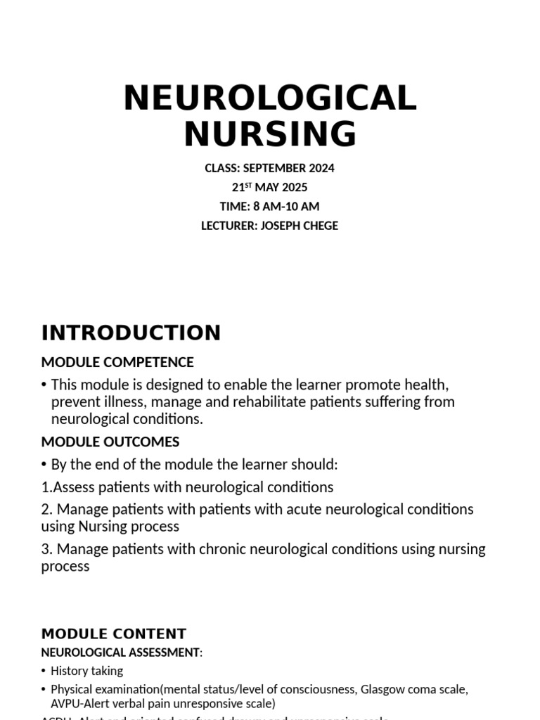 Neurological Nursing | PDF | Cerebrum | Central Nervous System