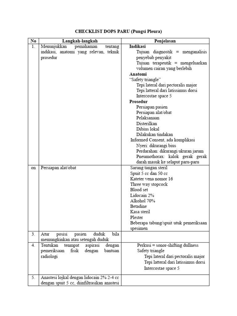 Checklist Dops Paru | PDF