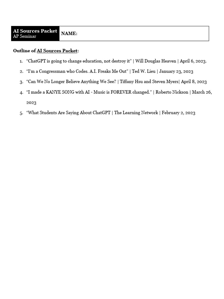 1+assignment +AI+Sources+ +Reading+Packet | PDF | Artificial ...