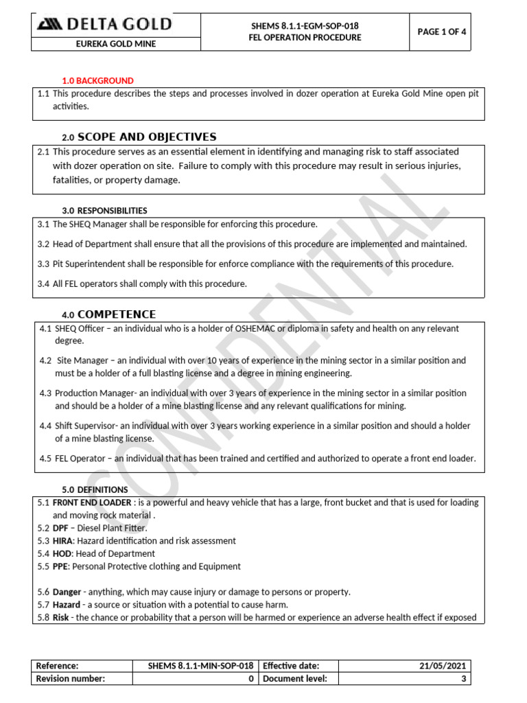 SHEMS 8.1.1-MIN-SOP-018-FEL Operation PROCEDURE | PDF | Personal ...
