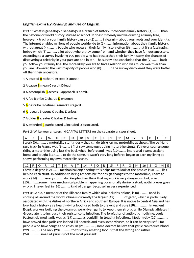B2 Reading Comprehension Practice | PDF