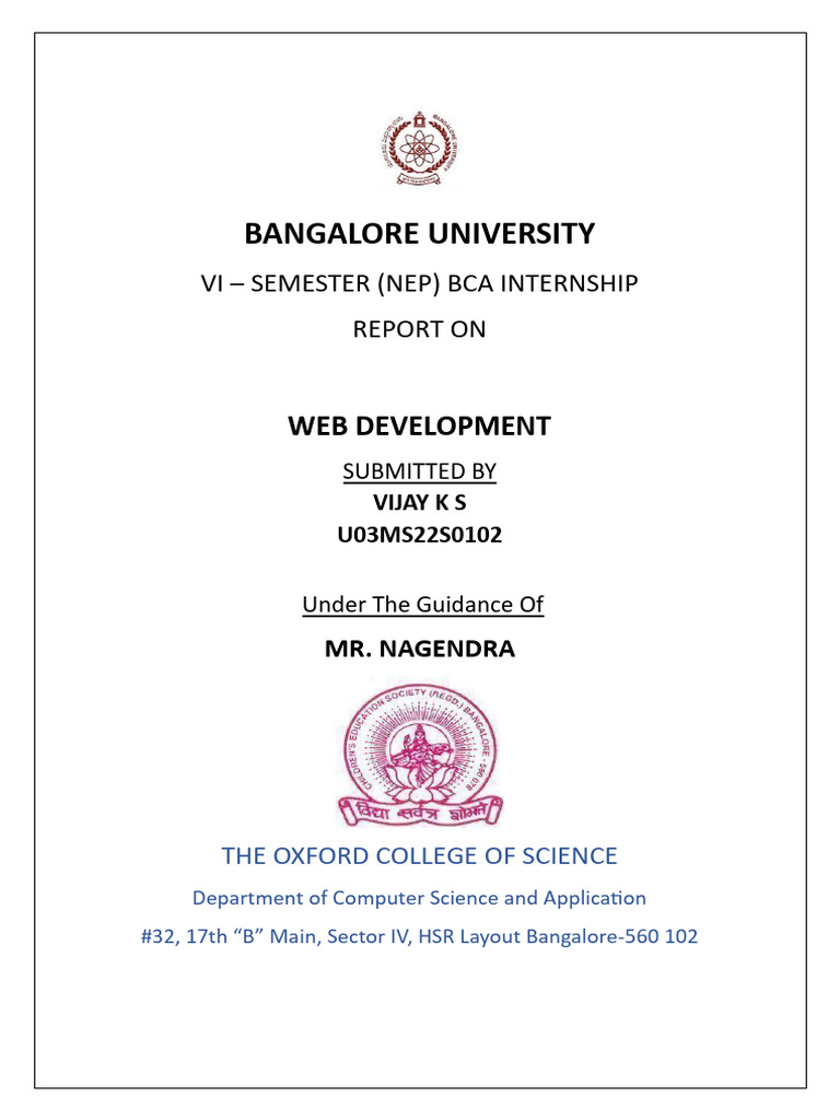 BCA Internship Report: Web Development | PDF | World Wide Web ...
