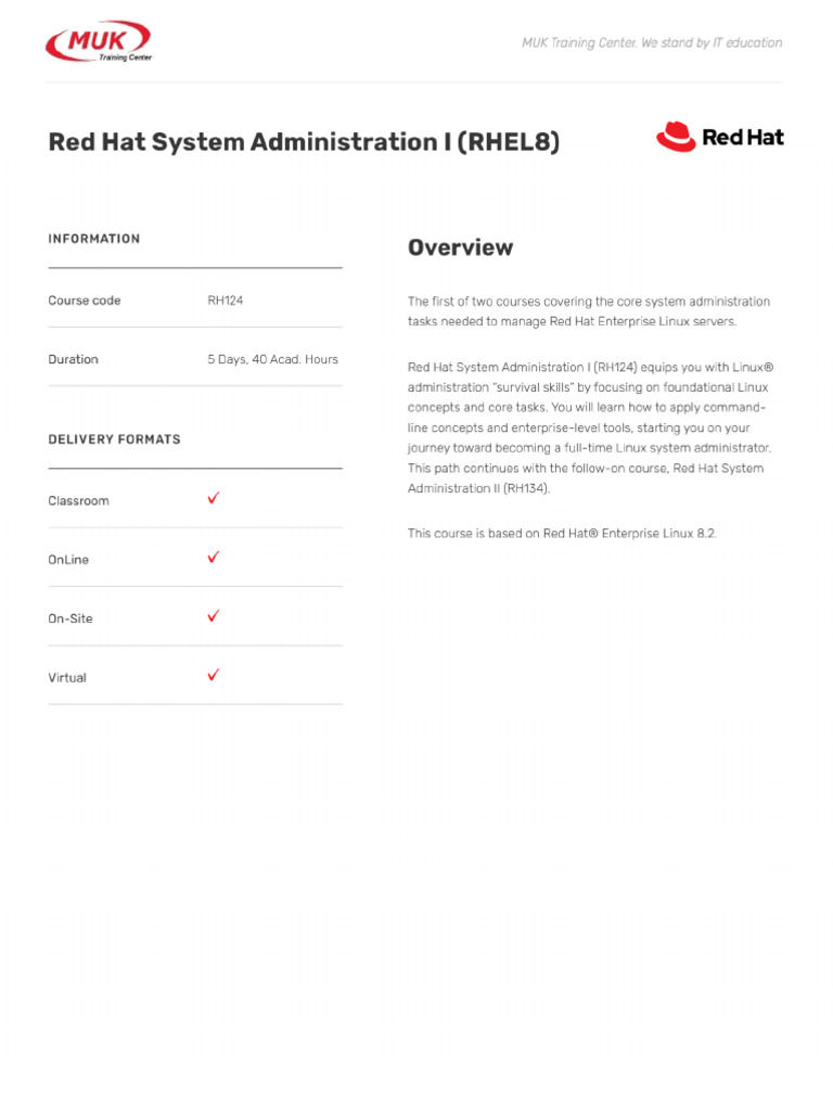 Red Hat System Administration I (RHEL8) | PDF
