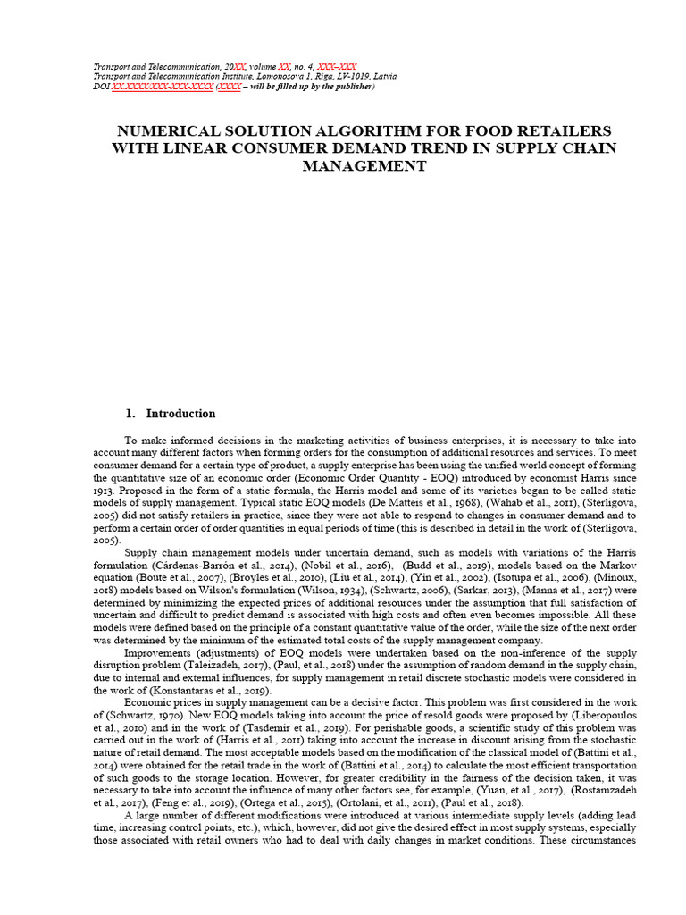 Anonymised Version of Manuscript | PDF | Demand | Numerical Analysis