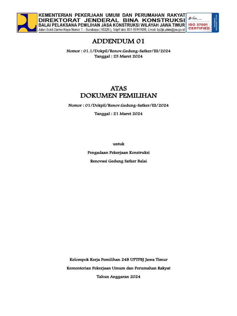Add 01 - Renov Gedung Satker Balai | PDF