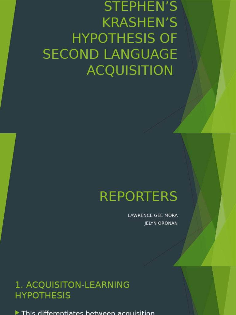 Stephens Krashens Hypothesis of Second Language Acquisition | PDF