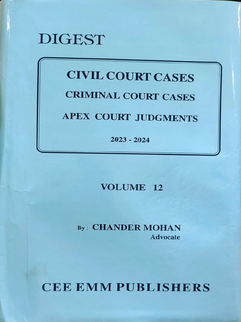 Digest Vol 12 2023 2024 Supreme Court High Court Judgments Decisions ...