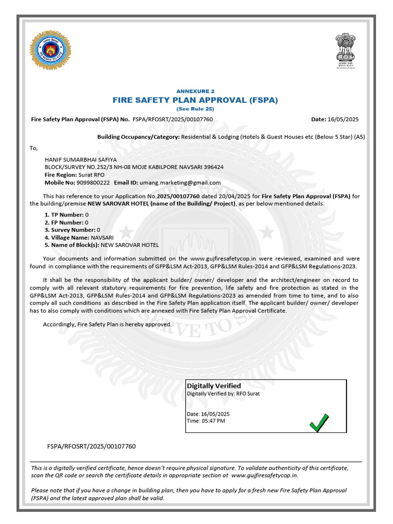 Fire Safety Plan Approval (Fspa) | PDF | Fire Safety