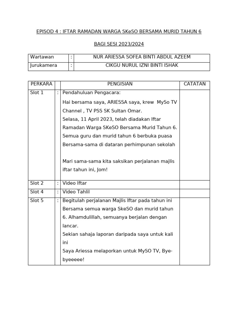 EP4 Skrip Majlis Iftar | PDF