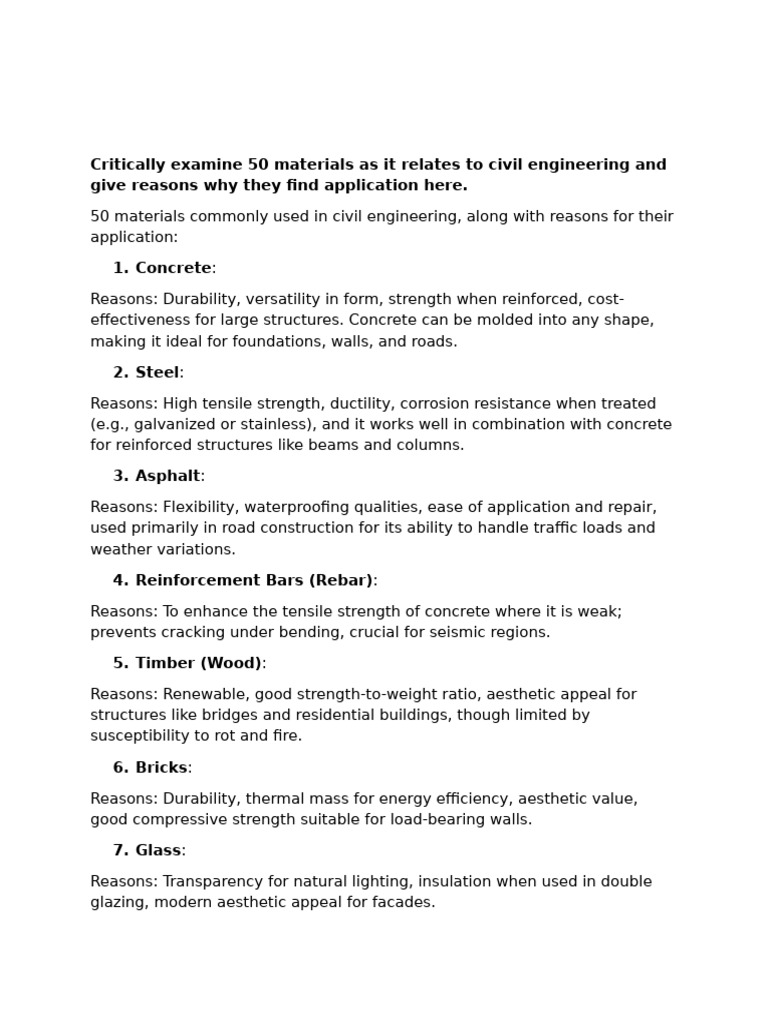 50 Essential Civil Engineering Materials | PDF | Concrete | Corrosion