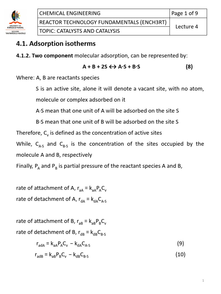 004 - Lecture 4 - Catalysts and Catalysis | PDF | Adsorption | Catalysis