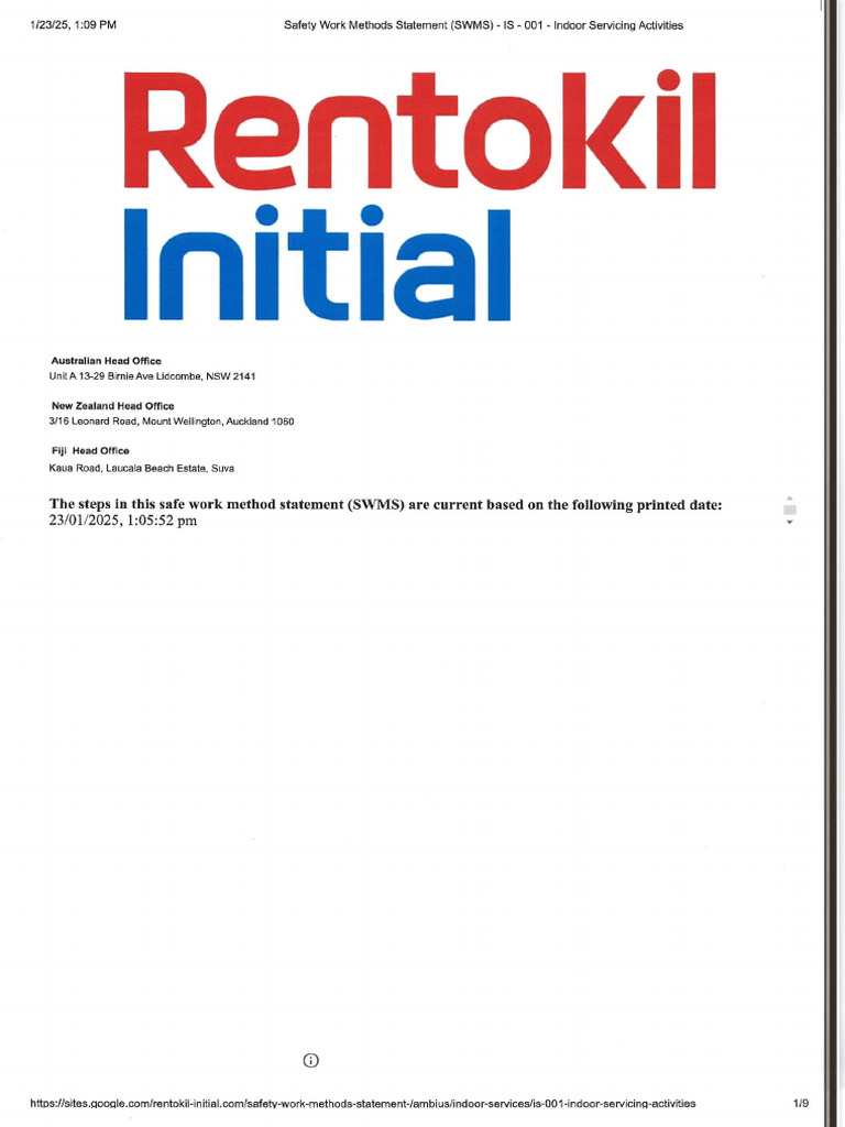 SWMS - Indoor Servicing 2025 | PDF