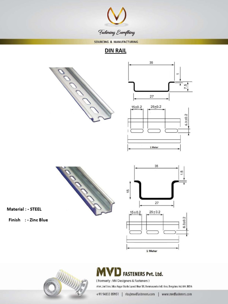 DIN Rail Specifications and Drawing | PDF