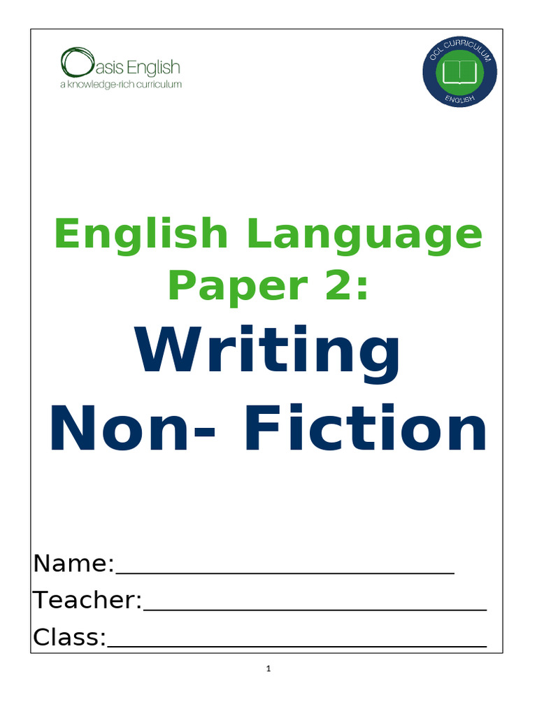 English Language Paper 2 Writing Booklet | PDF | Reason | Vocabulary
