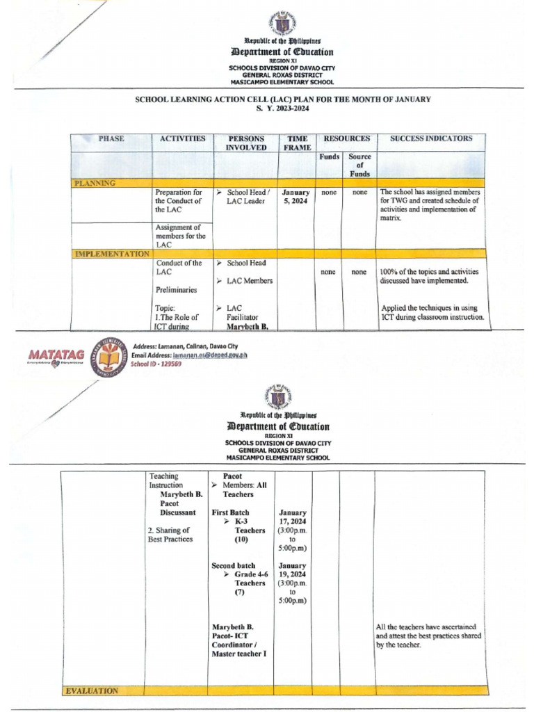 LamananES-LAC Plan | PDF
