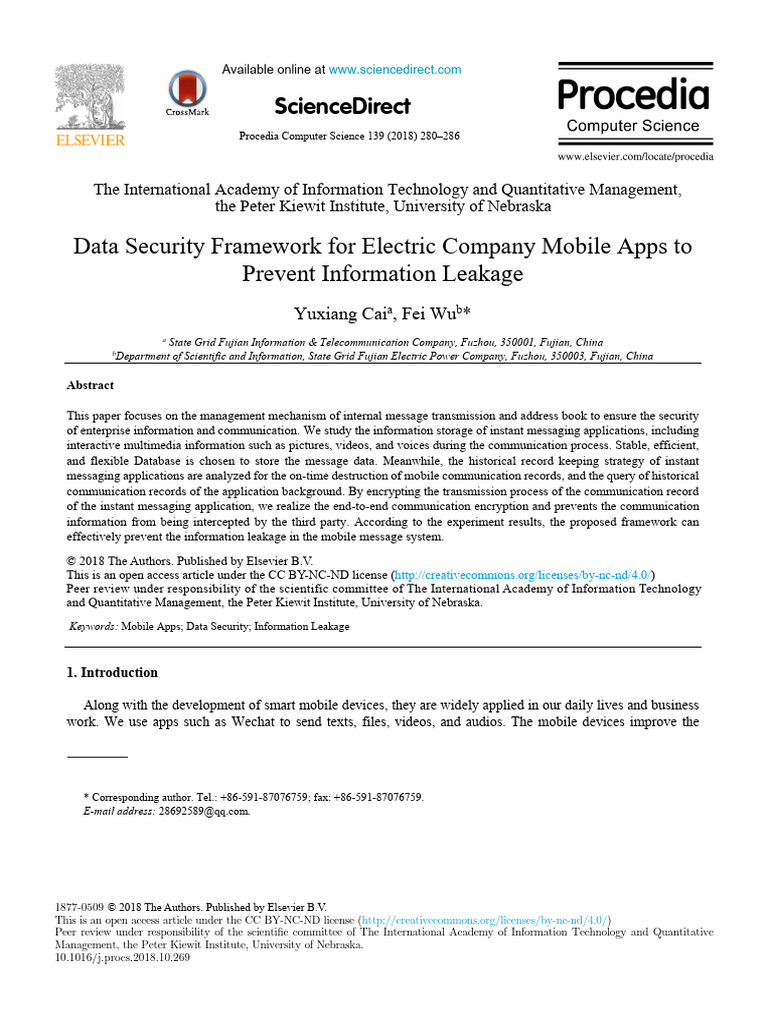 Data Security Framework For Electric Company Mobile Apps To Pdf Computer Network Security