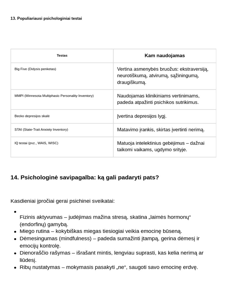 Populiariausi Psichologiniai Testai PDF | PDF