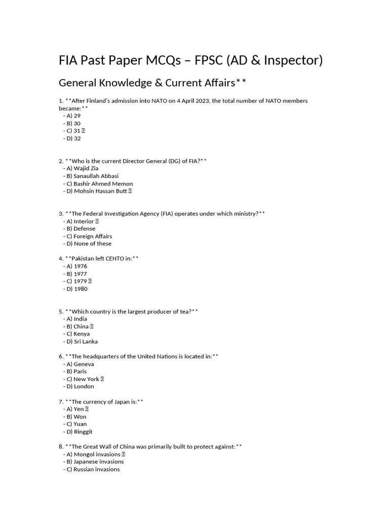 FIA Past Paper MCQs for FPSC Exam | PDF | Cybercrime | Government Of ...