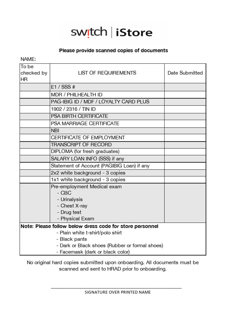 List of Requirements | PDF