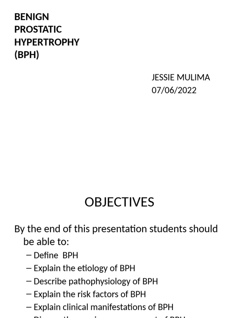 Benign Prostatic Hypertrophy | PDF | Prostate | Medical Specialties