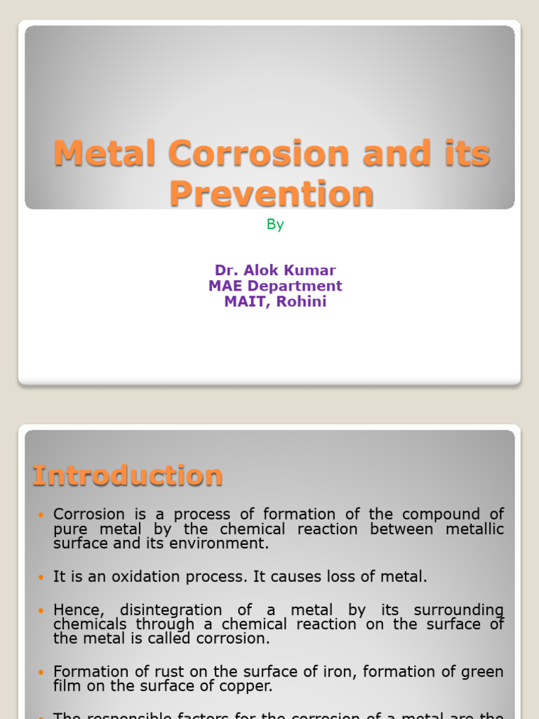 Metal Corrosion and Its Prevention | PDF | Corrosion | Anode