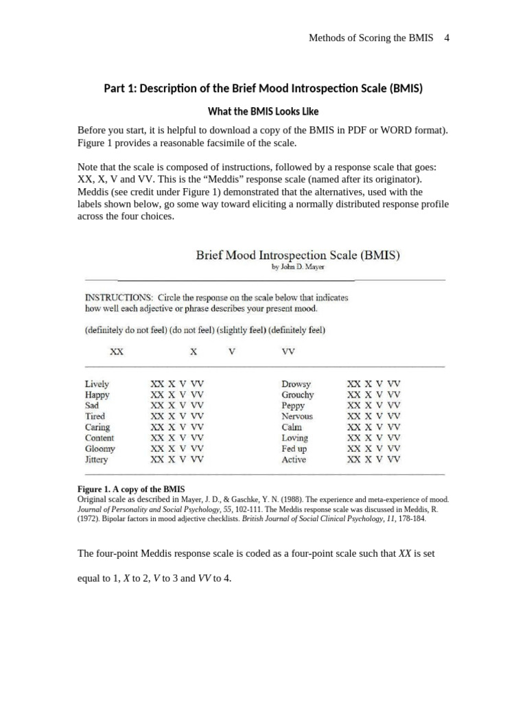 Brief Mood Introspection Scale (BMIS) | PDF