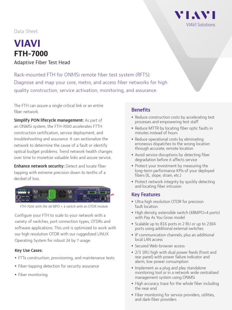 Adaptive Fiber Test Head FTH 7000 Data Sheets en | PDF | Power Supply ...
