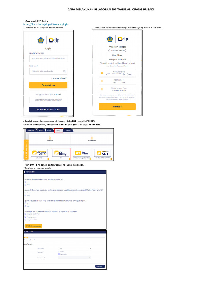 Panduan E-Filing SPT Pribadi 2023 | PDF