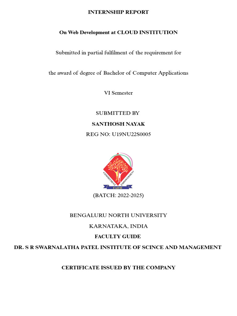 Internship Report (Santhosh) .Docx 20250522 133507 0000 | PDF ...