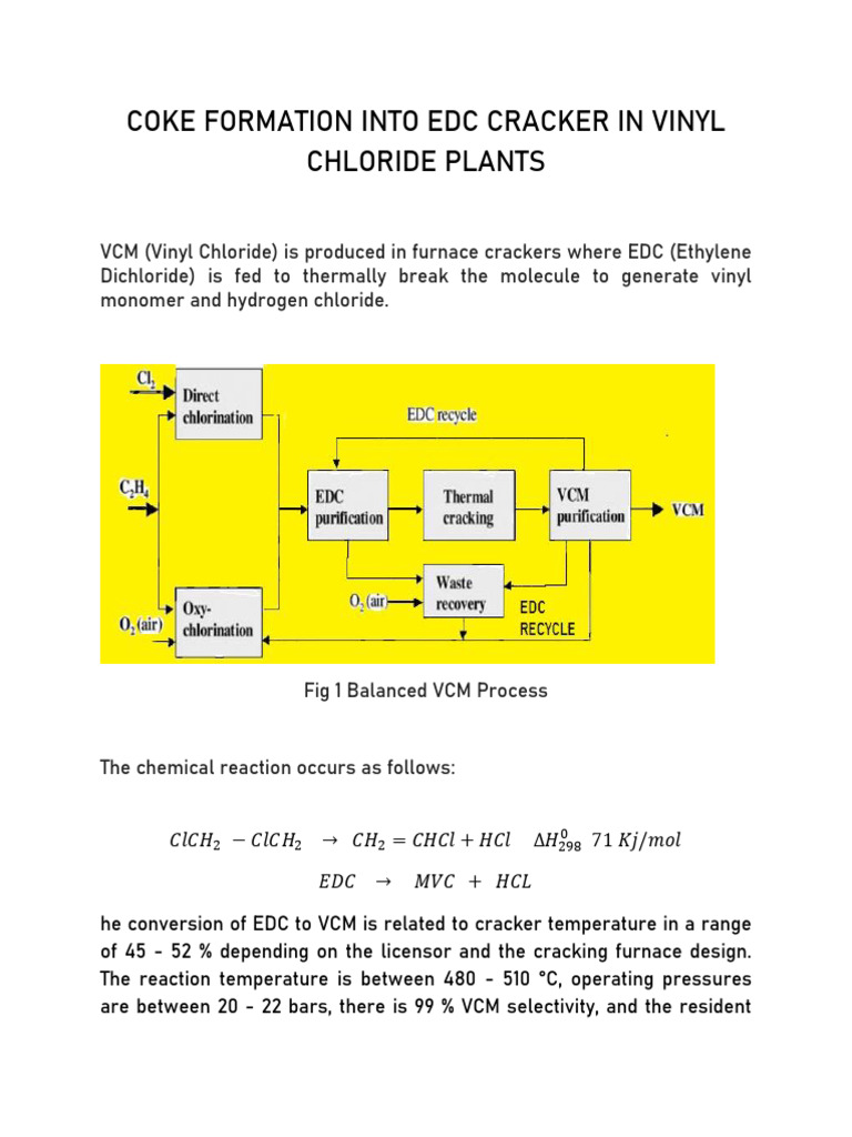 Coke Built Up in EDC Cracker. VCM Process | PDF | Cracking (Chemistry ...