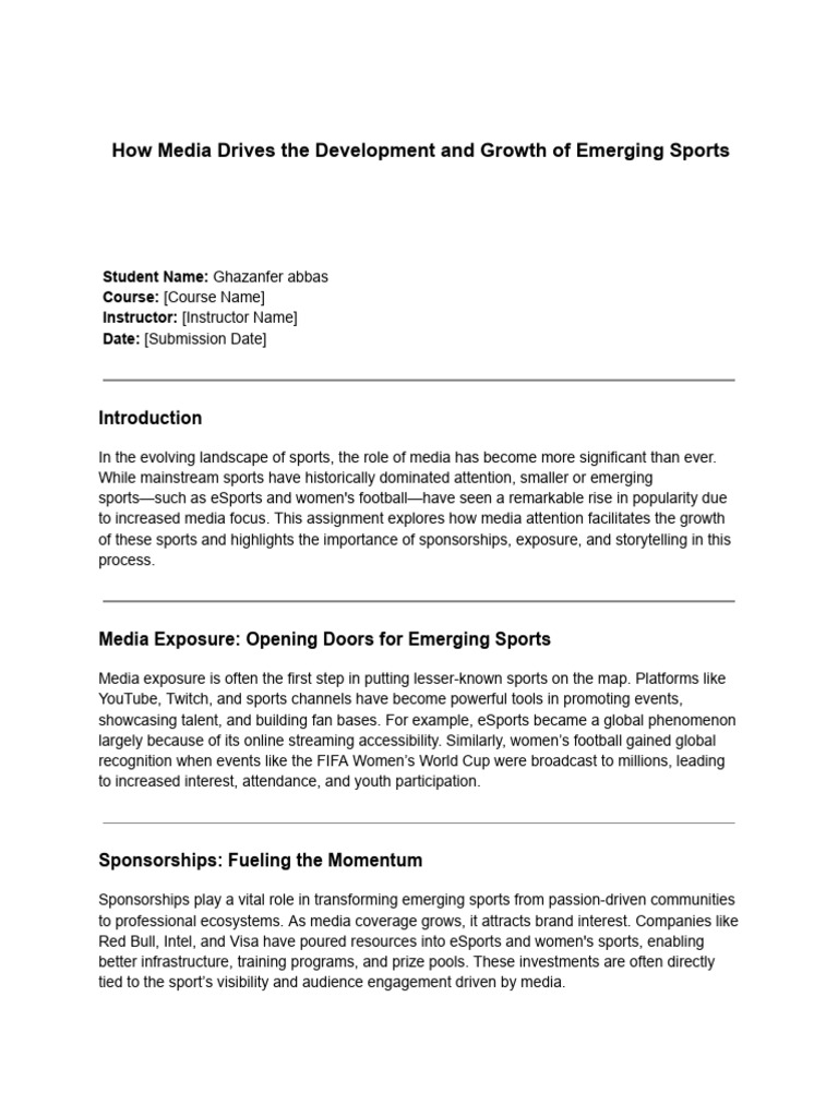How Media Drives The Development and Growth of Emerging Sports | PDF ...