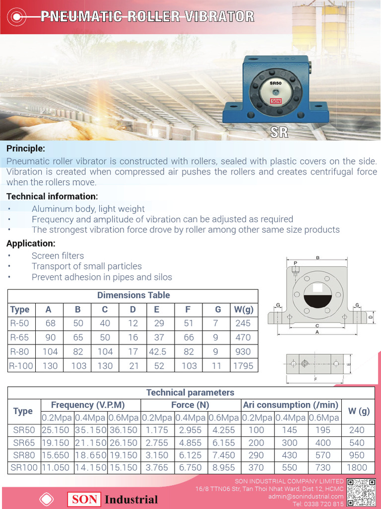 Pneumatic Roller Vibrator Specifications | PDF