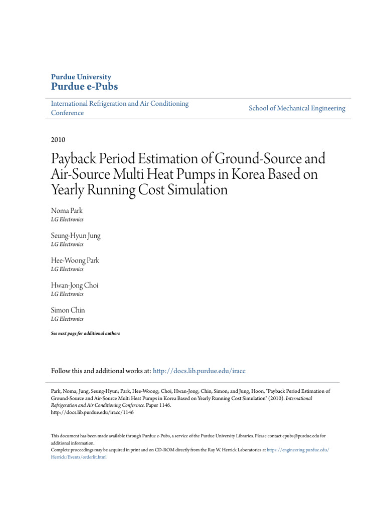 Payback Period Estimation of Ground-Source and Air | PDF | Heat Pump | Water Heating