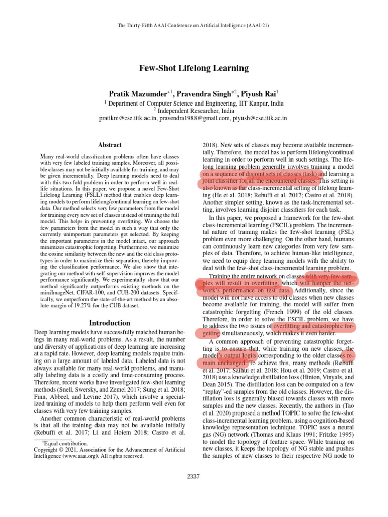 FSLL Few-Shot Lifelong Learning | PDF | Machine Learning | Applied Mathematics