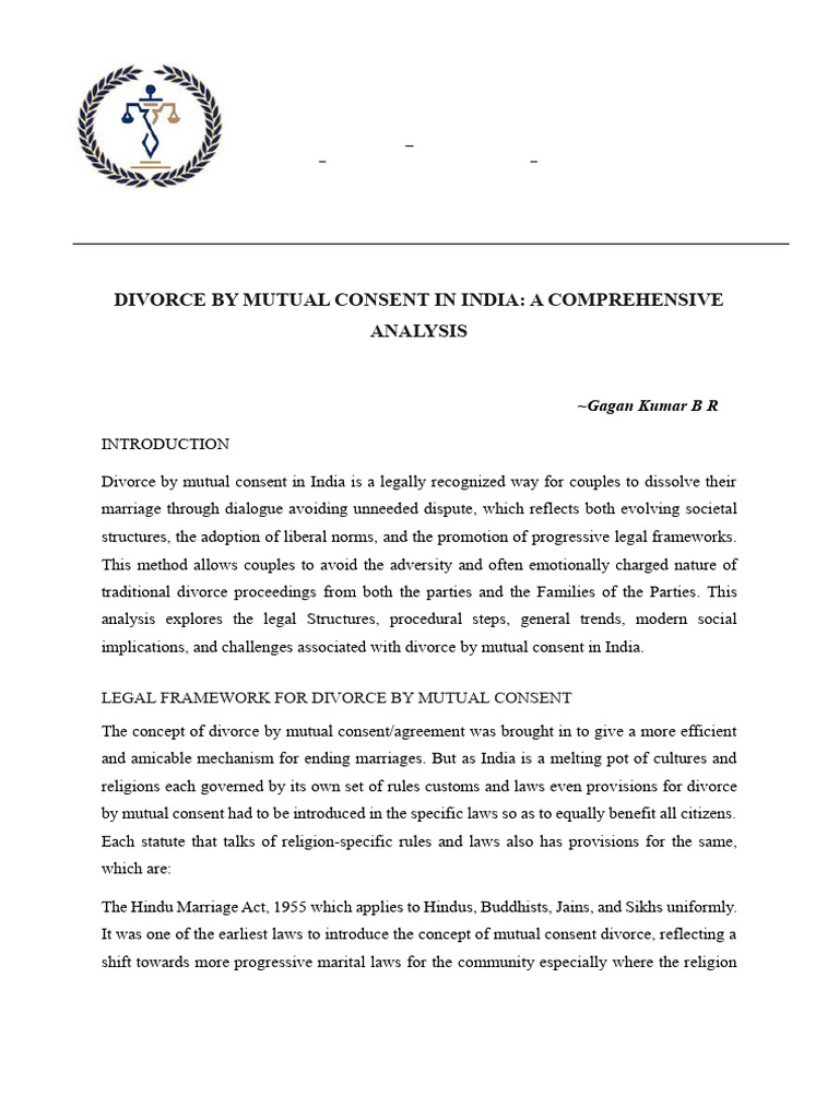 Published DOI - DIVORCE BY MUTUAL CONSENT IN INDIA - A COMPREHENSIVE ...