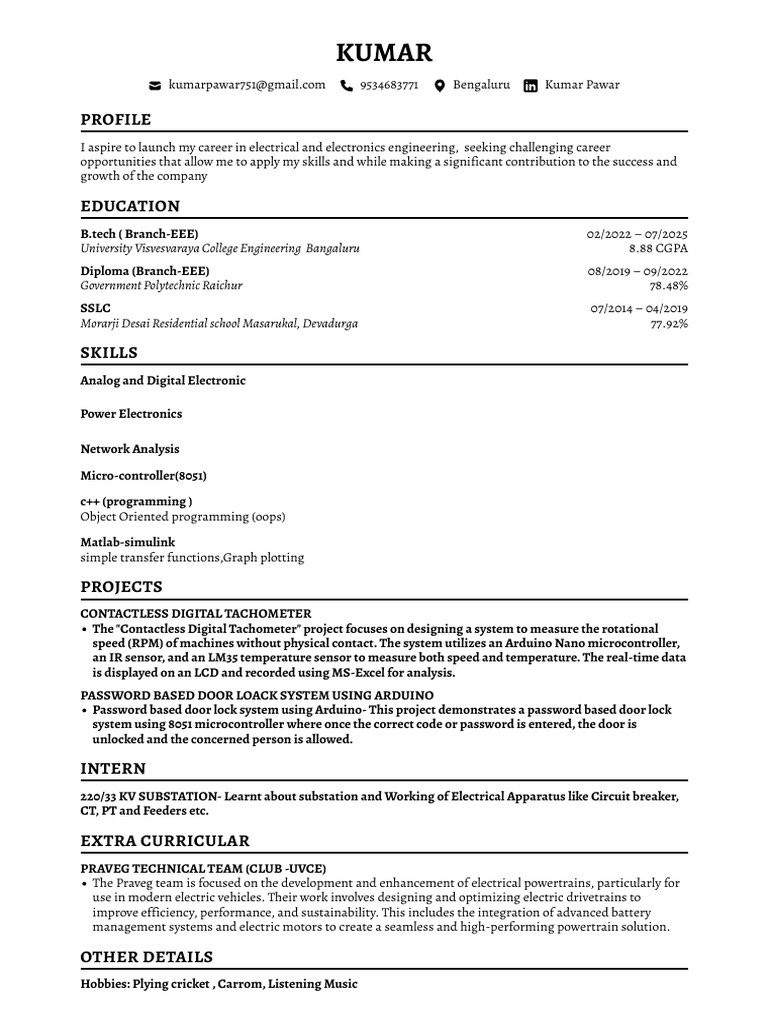 Kumar Flowcv Resume 20240911 | PDF | Electrical Engineering | Computer Engineering