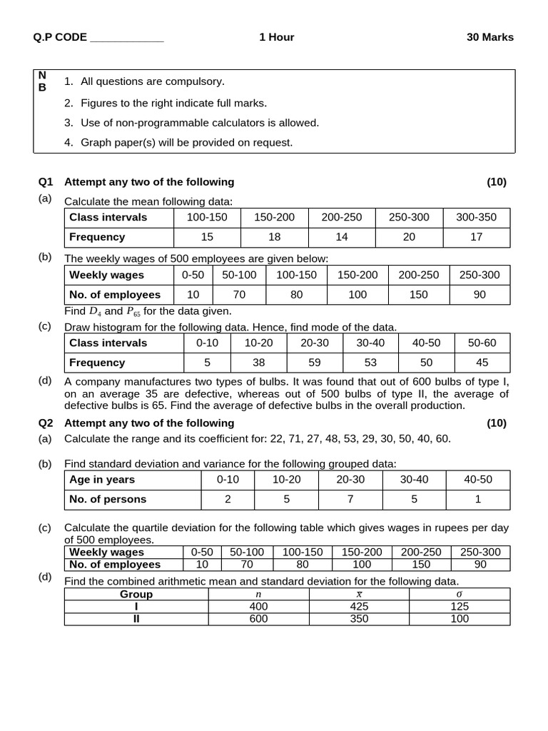 Commercial Statistics 1 Set 1 102024 | PDF | Histogram | Applied ...