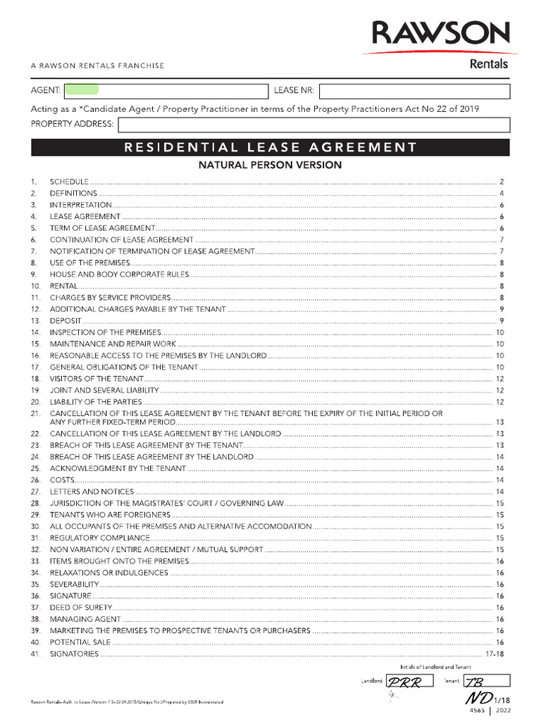 Residential Lease Agreement Natural Person (9) p2p | PDF | Network ...