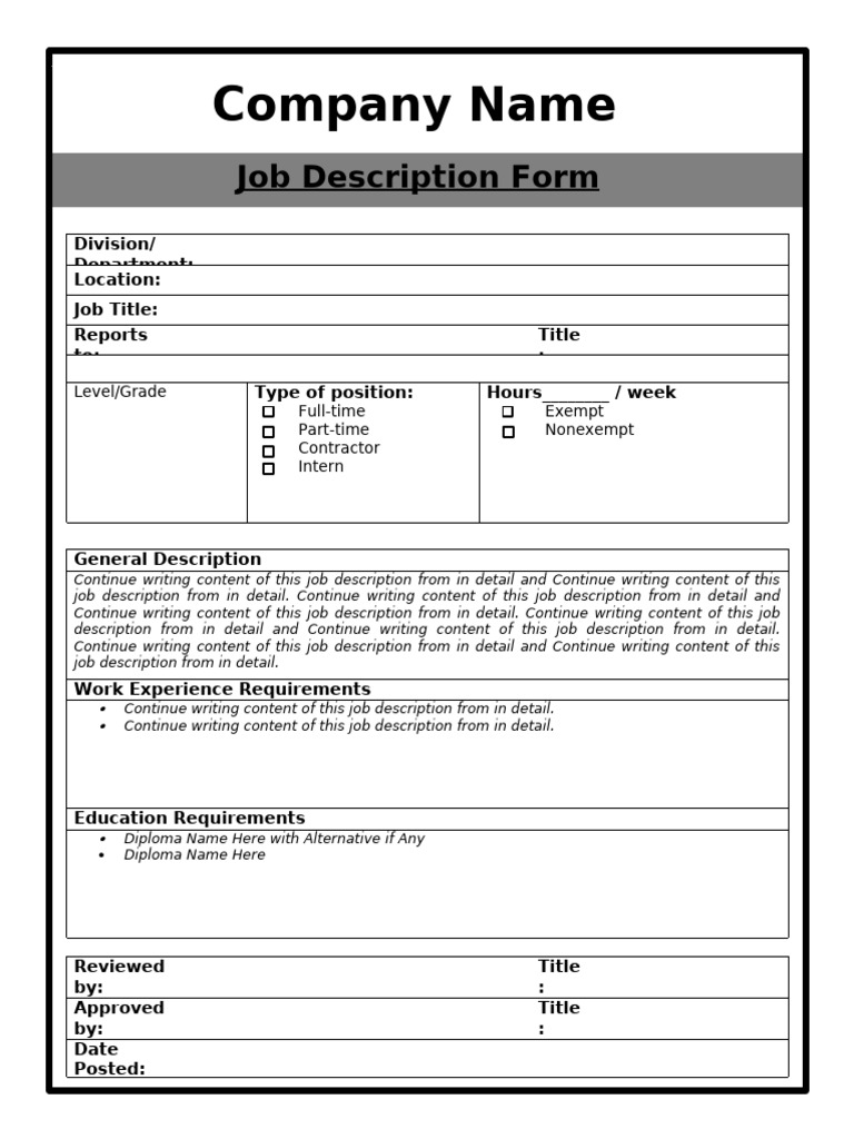 Job Description Template 06 | PDF