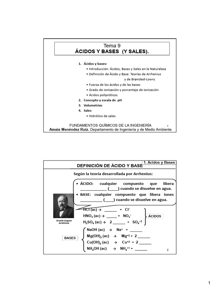 Fundamentos de Ácidos y Bases en Química | PDF | Ácido | Sal (química)