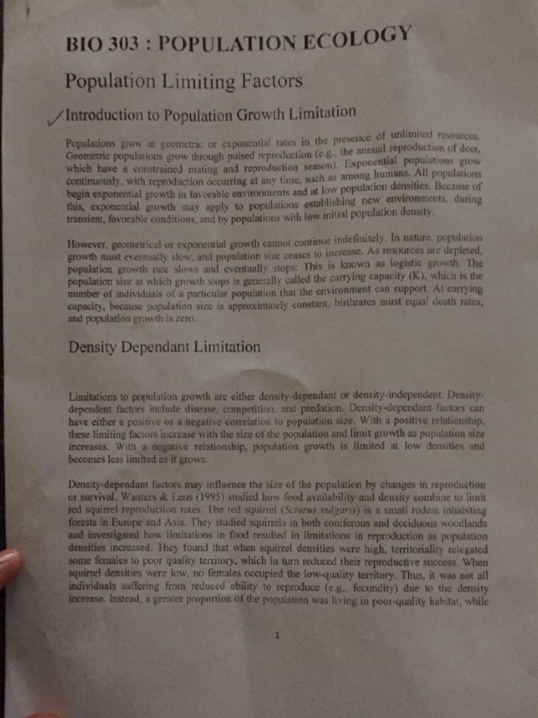 BIO 303 Population Ecology | PDF