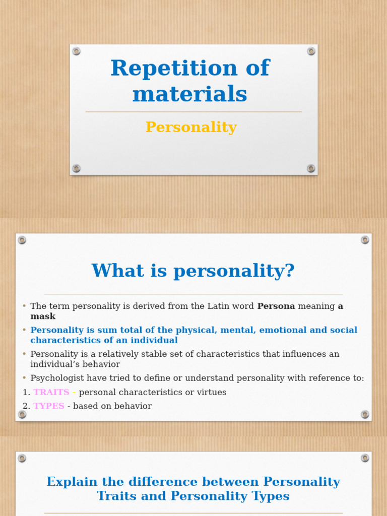 Personality Repetition of Materials | PDF | Extraversion And ...