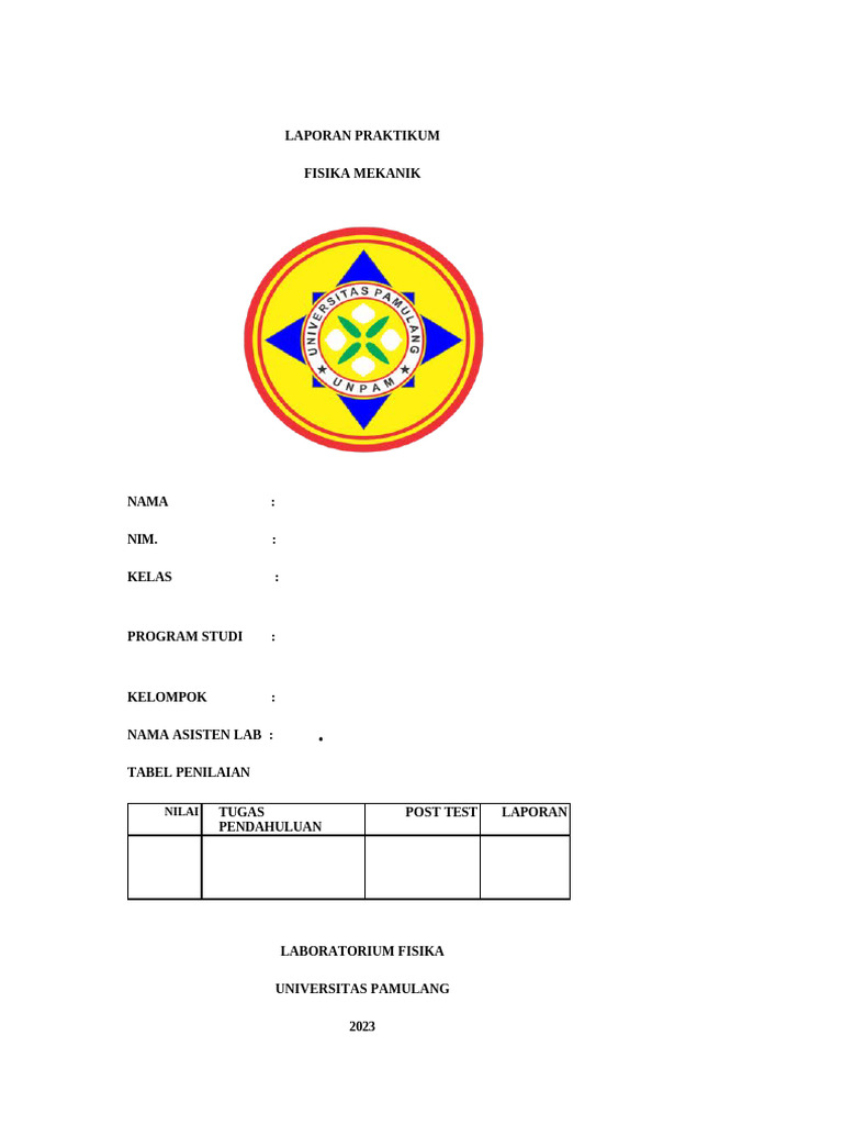 Cover Laporan Praktikum UNPAM | PDF