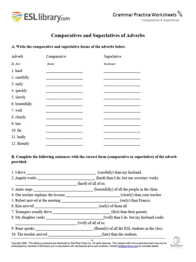Comparatives Superlatives Worksheet With Answers-6 | PDF | Linguistic ...