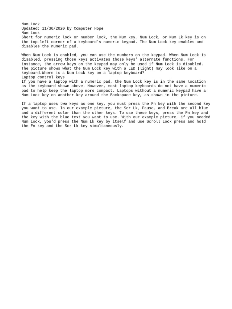 Num Lock Key | PDF