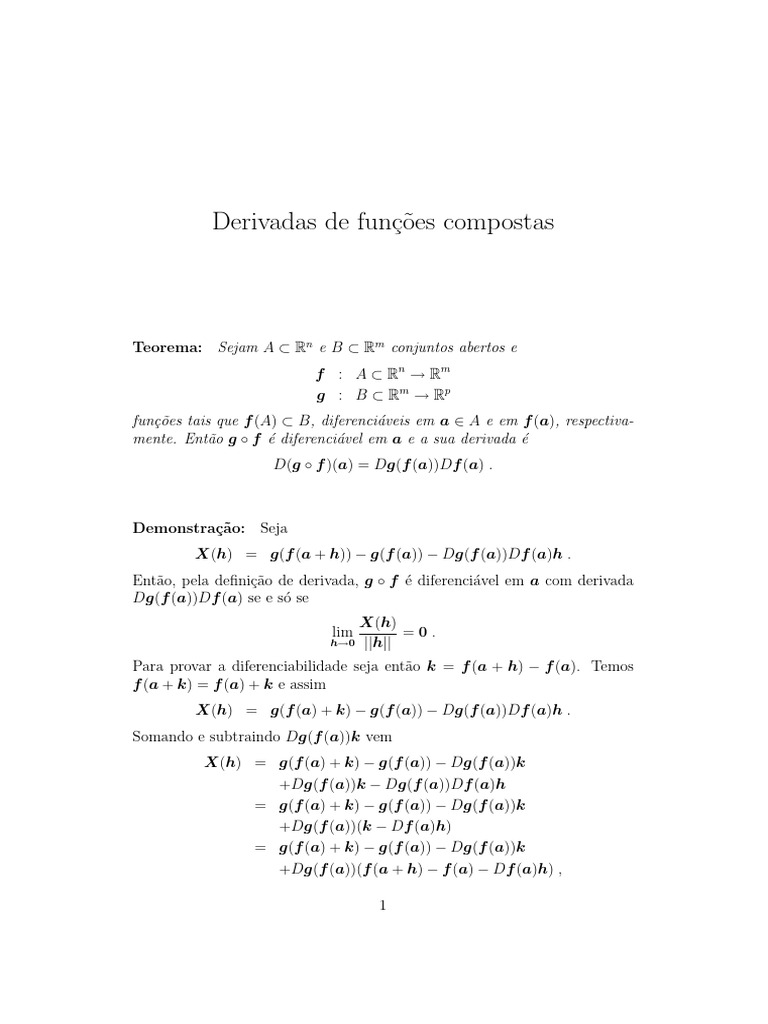 Derivada Composta | PDF | Derivado | Lógica matemática