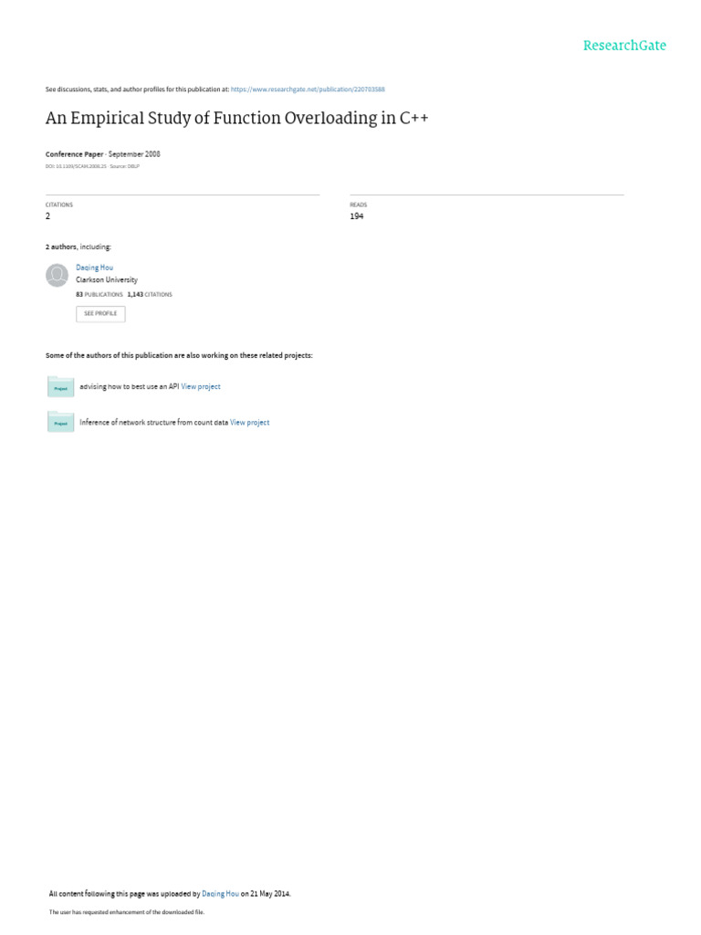 An Empirical Study of Function Overloading in C | PDF | C++ | Pointer ...