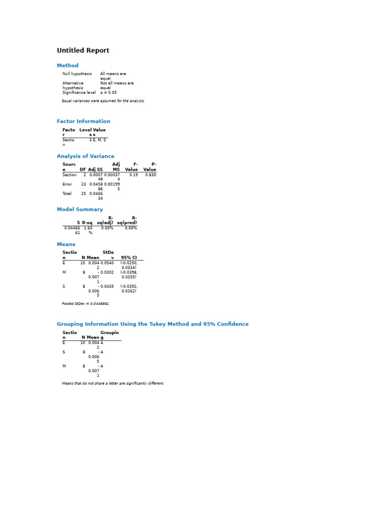 Analysis of Variance Poultry Trial | PDF