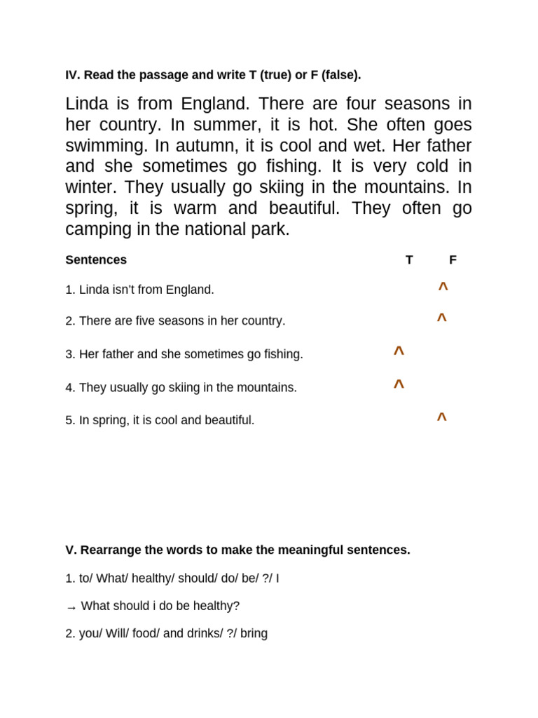 True or False Reading Comprehension | PDF