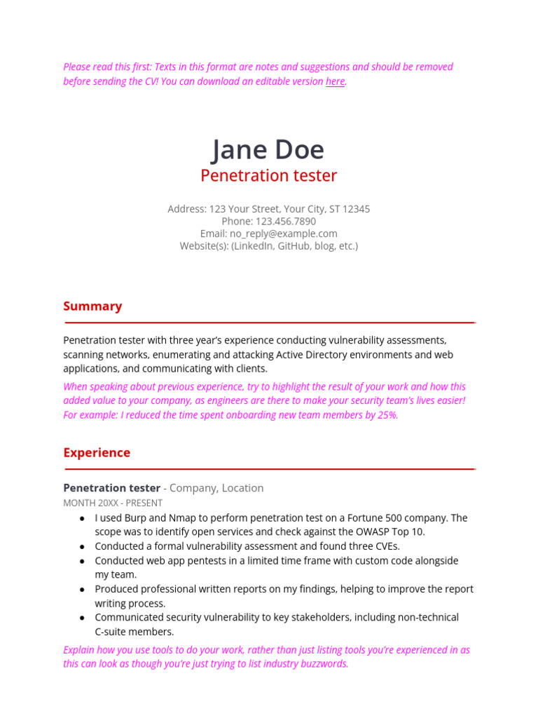 Penetration Tester Resume | PDF | Penetration Test | Computing